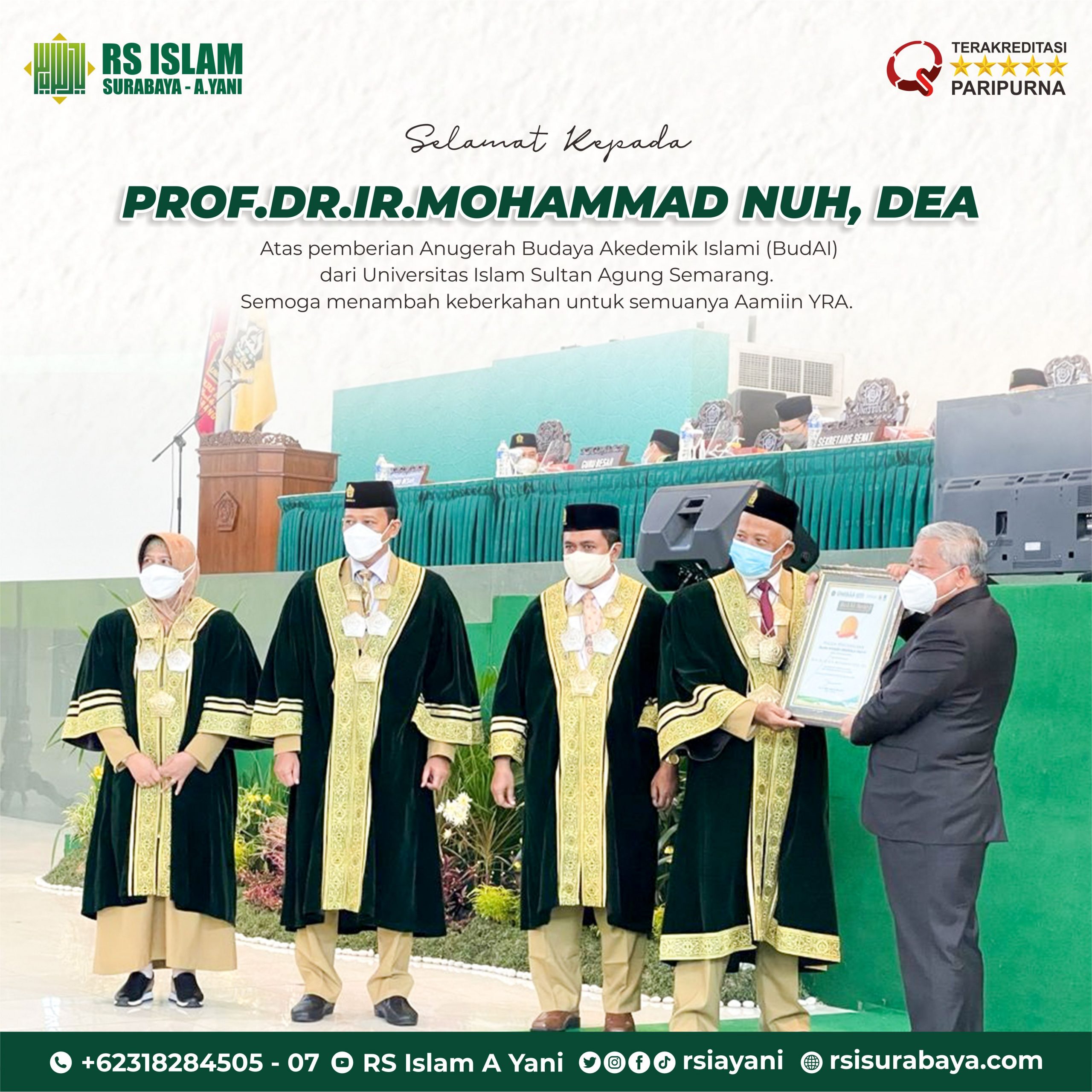 Selamat Kepada PROF. DR.IR.MOHAMMAD NUH, DEA – RS Islam Surabaya